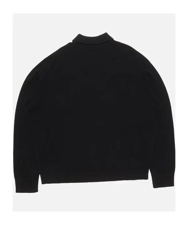 Acne Studios Logo Embroidered Knitted Polo Shirt - Black