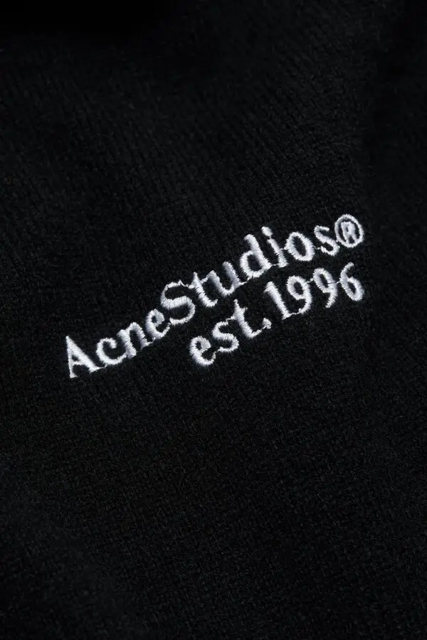 Acne Studios Logo Embroidered Knitted Polo Shirt - Black