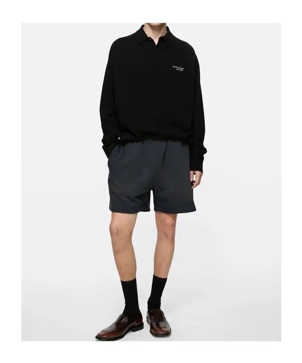 Acne Studios Logo Embroidered Knitted Polo Shirt - Black