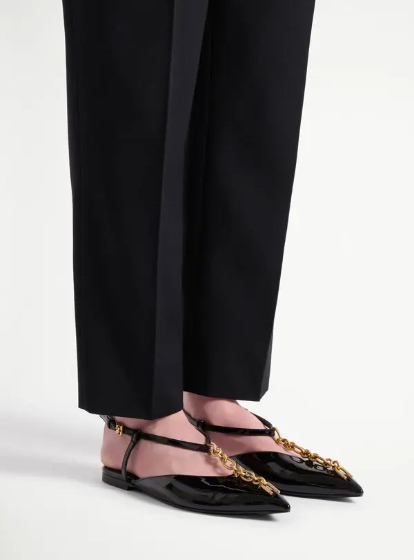 Balmain Sync Chain Sandals In Patent Leather