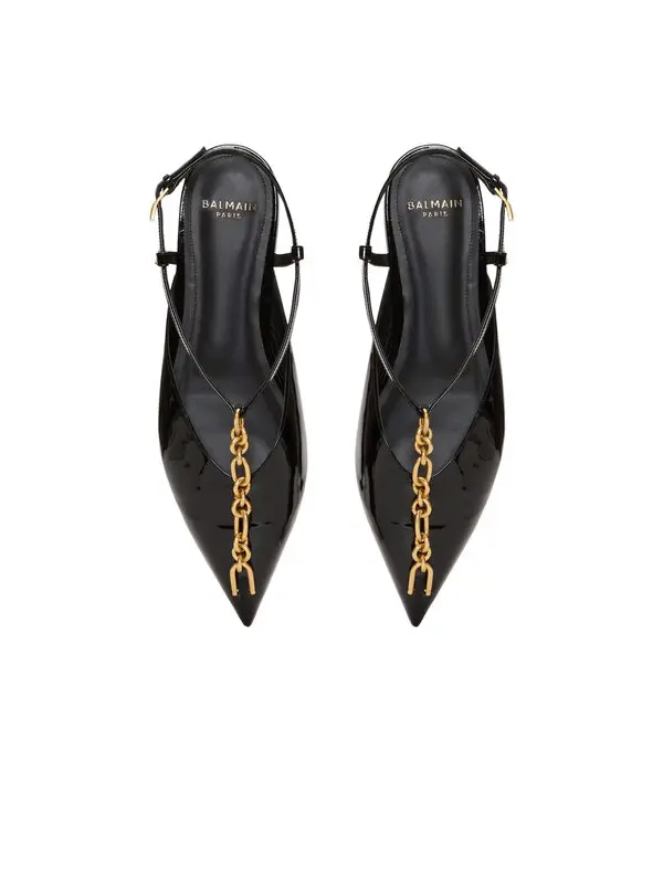 Balmain Sync Chain Sandals In Patent Leather