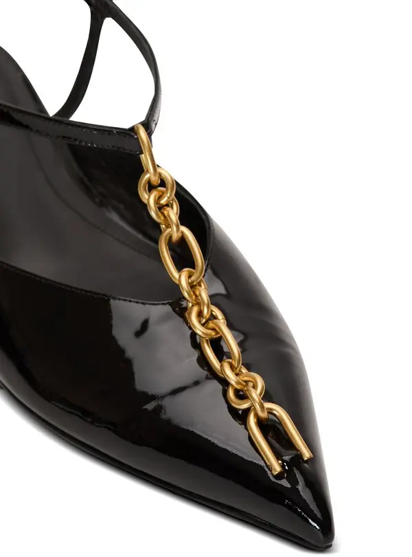 Balmain Sync Chain Sandals In Patent Leather