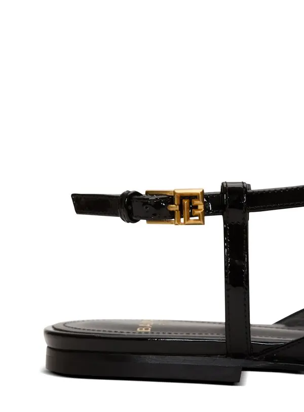 Balmain Sync Chain Sandals In Patent Leather