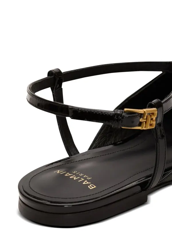 Balmain Sync Chain Sandals In Patent Leather