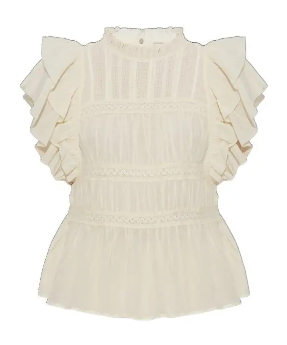 ALLSAINTS Harriet Ruffled Lace Top - Off White
