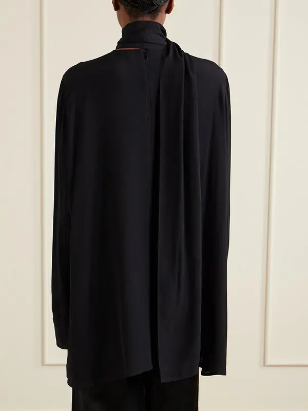 TOTEME Draped Scarf Blouse - Black