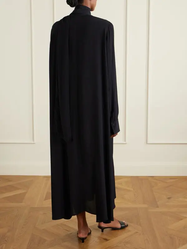 TOTEME Scarf Detailed V-neck Dress - Black