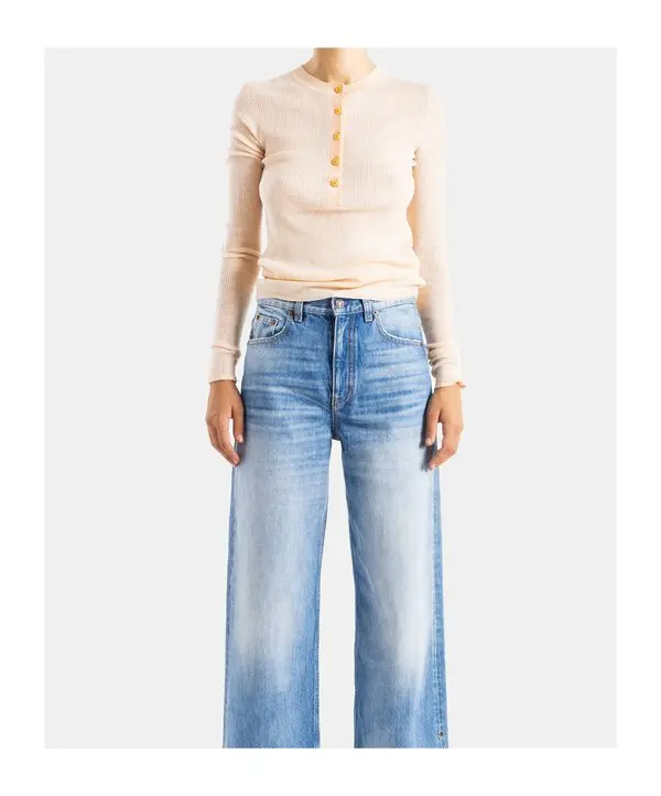 Chloé Ribbed Henley Knitted Sweater With Long Sleeves
