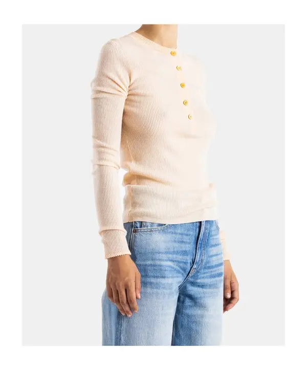 Chloé Ribbed Henley Knitted Sweater With Long Sleeves