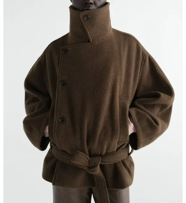 LEMAIRE Short Double-breasted Belted Coat