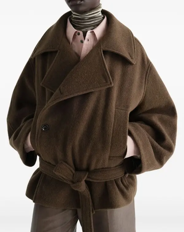 LEMAIRE Short Double-breasted Belted Coat