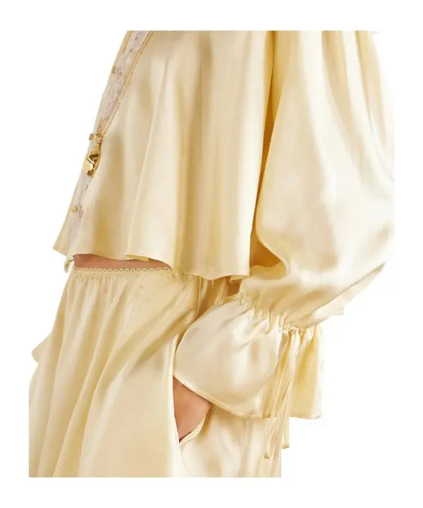Chloé Silk Satin Blouse With Peter Pan Collar And Lace Trim - No