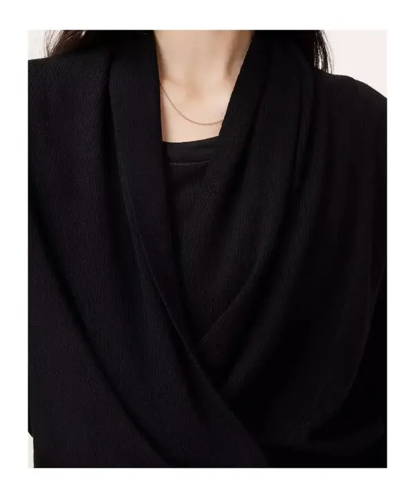 ALLSAINTS Draped Knit Wrap Top With Long Sleeves - Black
