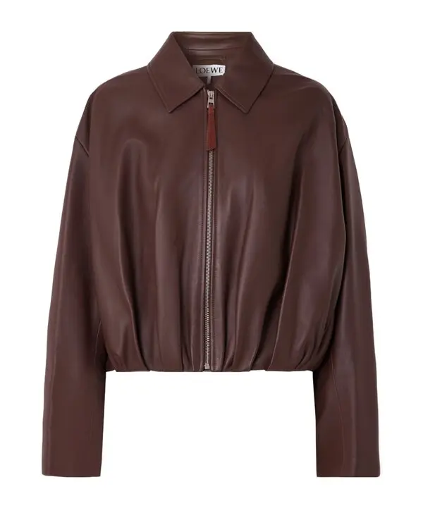 Loewe Balloon Leather Jacket - Chocolate-colored