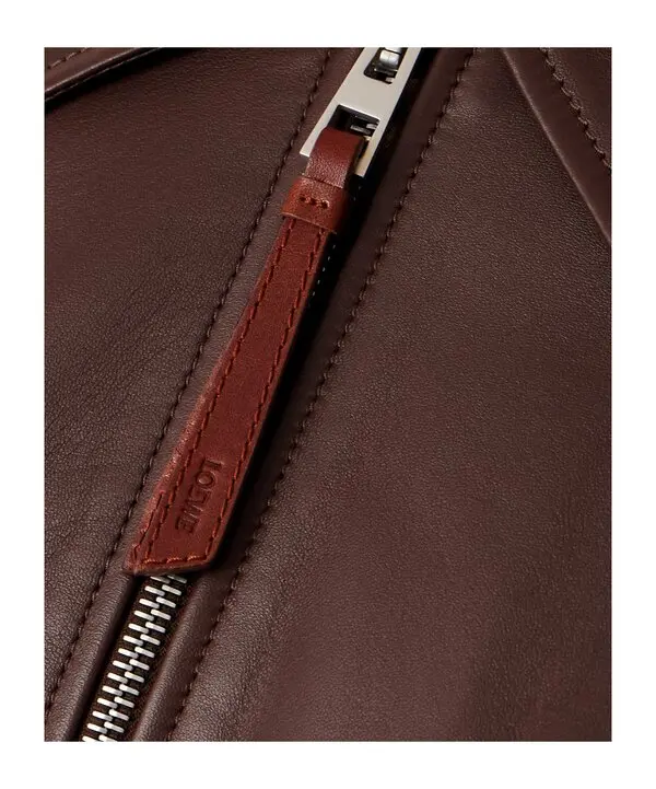 Loewe Balloon Leather Jacket - Chocolate-colored