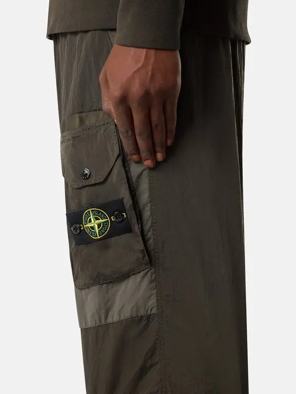 Stone Island Logo Patch Wide Leg Pants