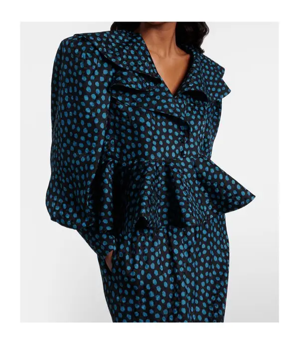 Chloé Polka-dot Peplum Silk Jacquard Top