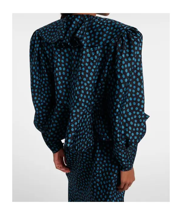 Chloé Polka-dot Peplum Silk Jacquard Top