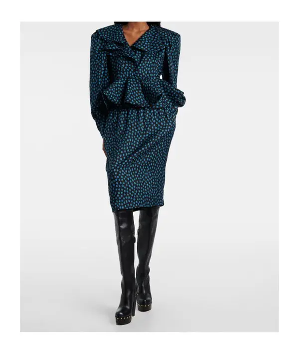 Chloé Polka-dot Peplum Silk Jacquard Top