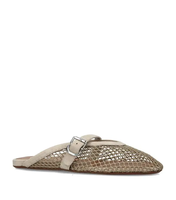 Alaïa Suede Fishnet Mules