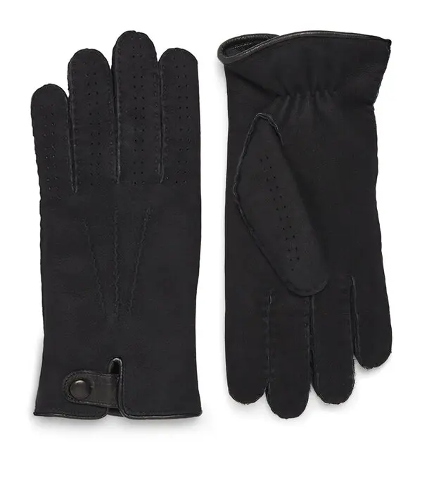 Giorgio Armani Shearling Leather Gloves - Black