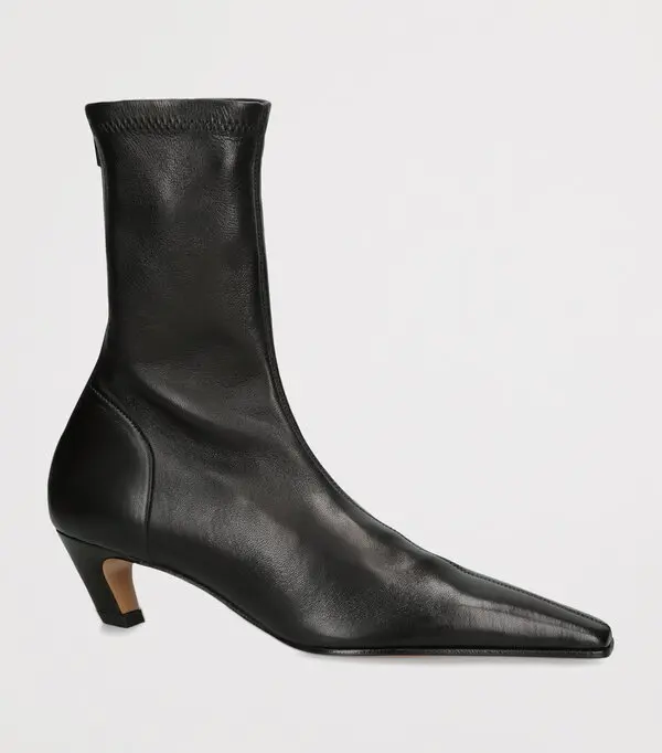 Khaite Arizona Leather Heeled Ankle Boots