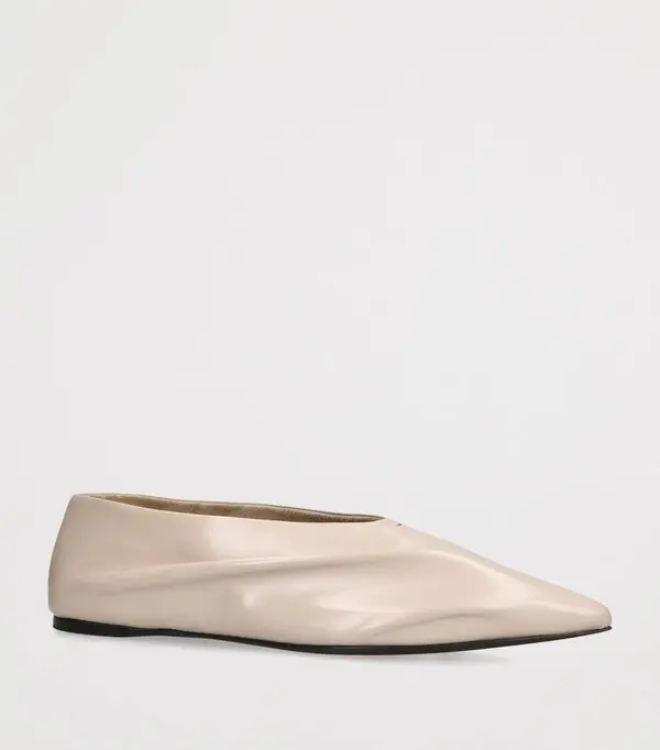 Khaite Miriam Leather Ballet Flats - Beige