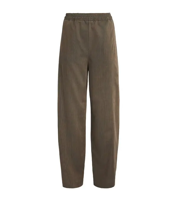 GANNI Wool Elasticated Straight Trousers