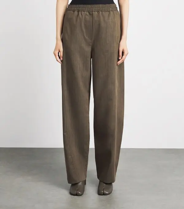 GANNI Wool Elasticated Straight Trousers