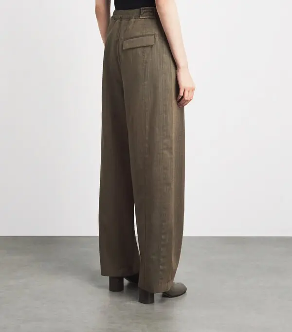 GANNI Wool Elasticated Straight Trousers