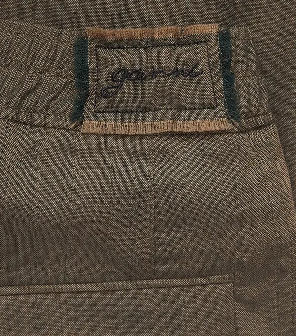 GANNI Wool Elasticated Straight Trousers