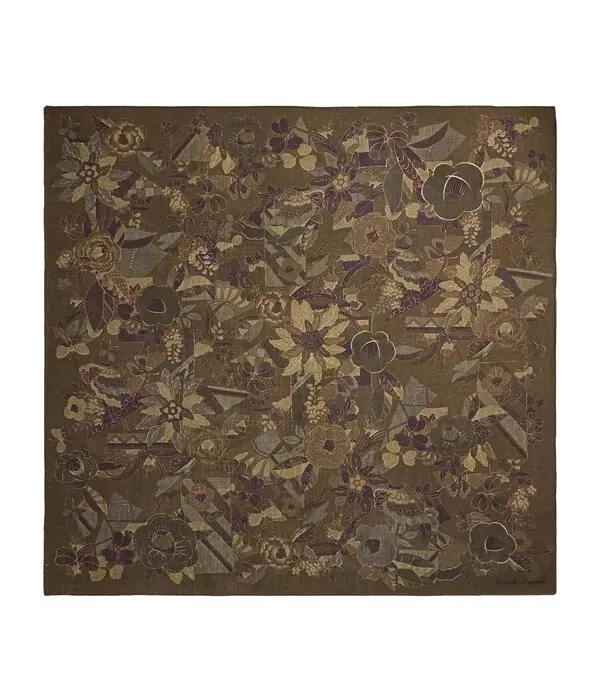 Ralph Lauren Cashmere Floral Square Scarf - Red