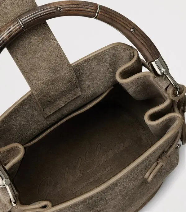Ralph Lauren Suede Bucket Bag With Top Handle