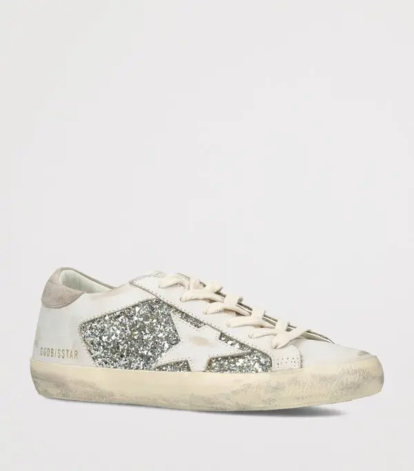 GOLDEN GOOSE Leather Super Star Sneakers With Glitter Accents