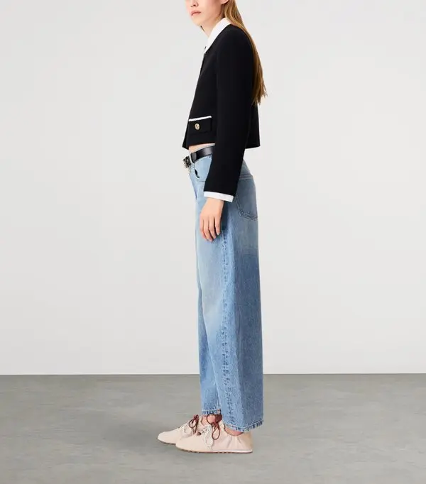 Maje Knitted Glitter Cropped Jacket With Detachable Collar