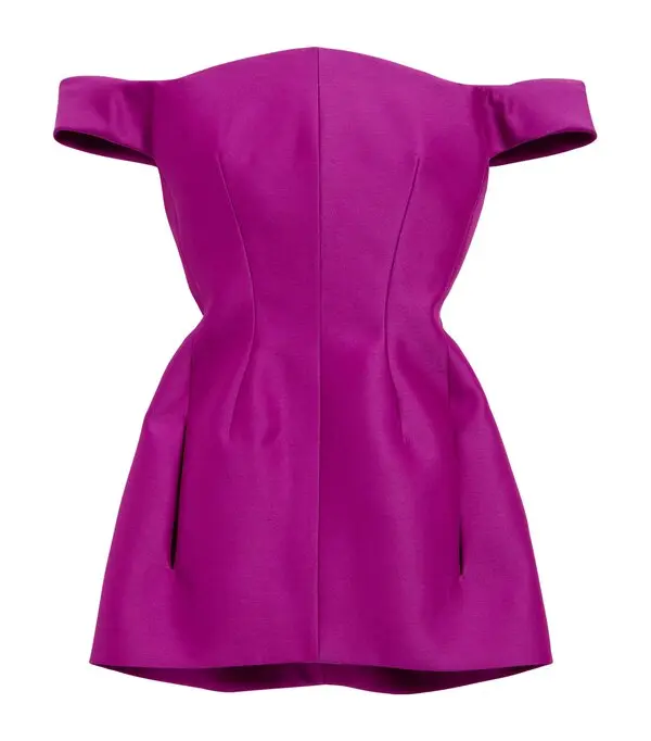 Balenciaga Wool-silk Off-shoulder Mini Dress