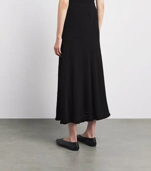 Sandro Knitted Maxi Skirt With Gold-tone Buttons