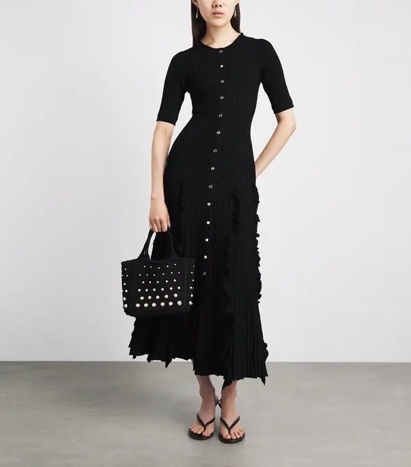 Sandro Knitted Ruffled Maxi Dress