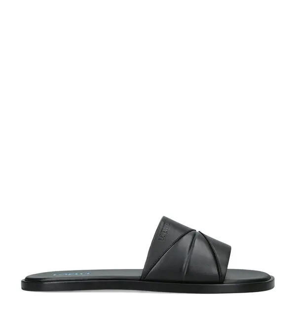 Loewe Leather Origami Slides - Black