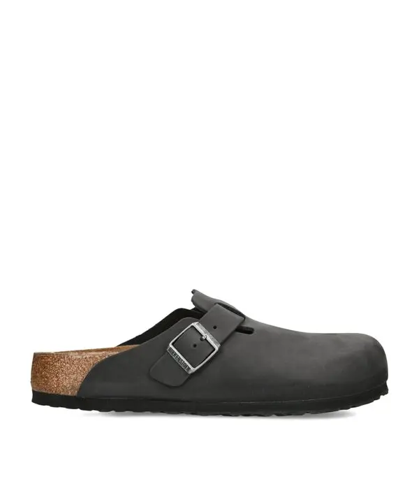 BIRKENSTOCK Oiled Leather Boston Clogs - Black
