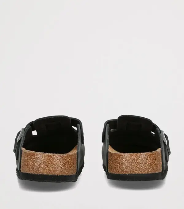 BIRKENSTOCK Oiled Leather Boston Clogs - Black