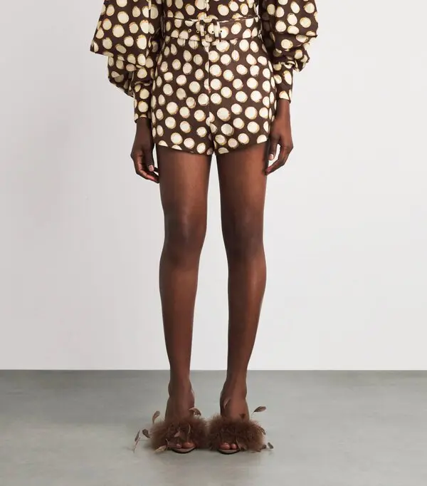 ALEMAIS Alémais Paula Belted Polka Dot Linen Shorts