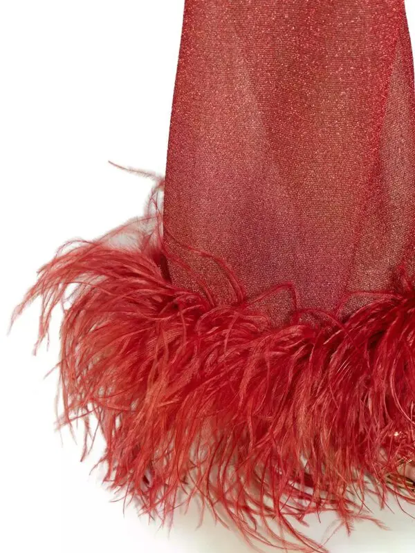 Oseree Feather-trimmed Metallic Trousers