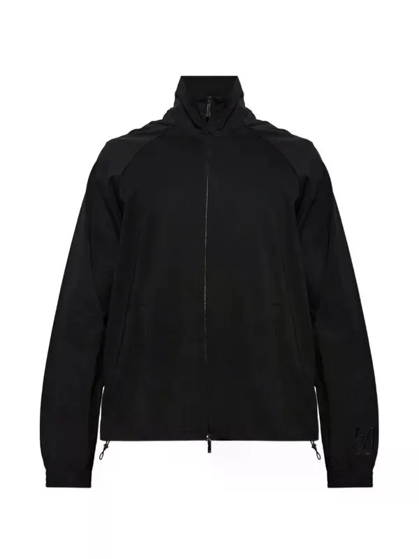 Emporio Armani Logo-embroidered Zip-up Cardigan - Black