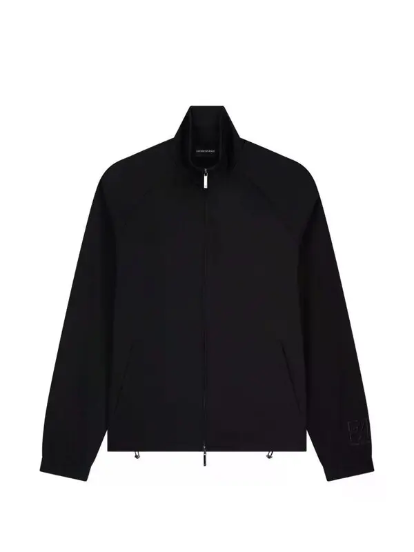 Emporio Armani Logo-embroidered Zip-up Cardigan - Black