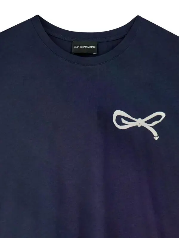 Emporio Armani Cotton Bow Detail T-shirt - Blue