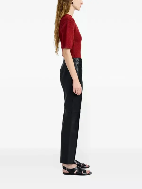 Proenza Schouler White Label Dana Sweater Stripe Knit With Ribbed Short Sleeves - Red