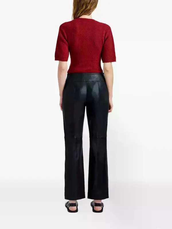 Proenza Schouler White Label Dana Sweater Stripe Knit With Ribbed Short Sleeves - Red