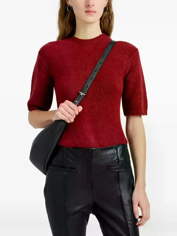 Proenza Schouler White Label Dana Sweater Stripe Knit With Ribbed Short Sleeves - Red