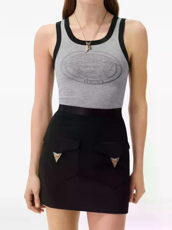 Versace Printed Cotton-jersey Tank Top